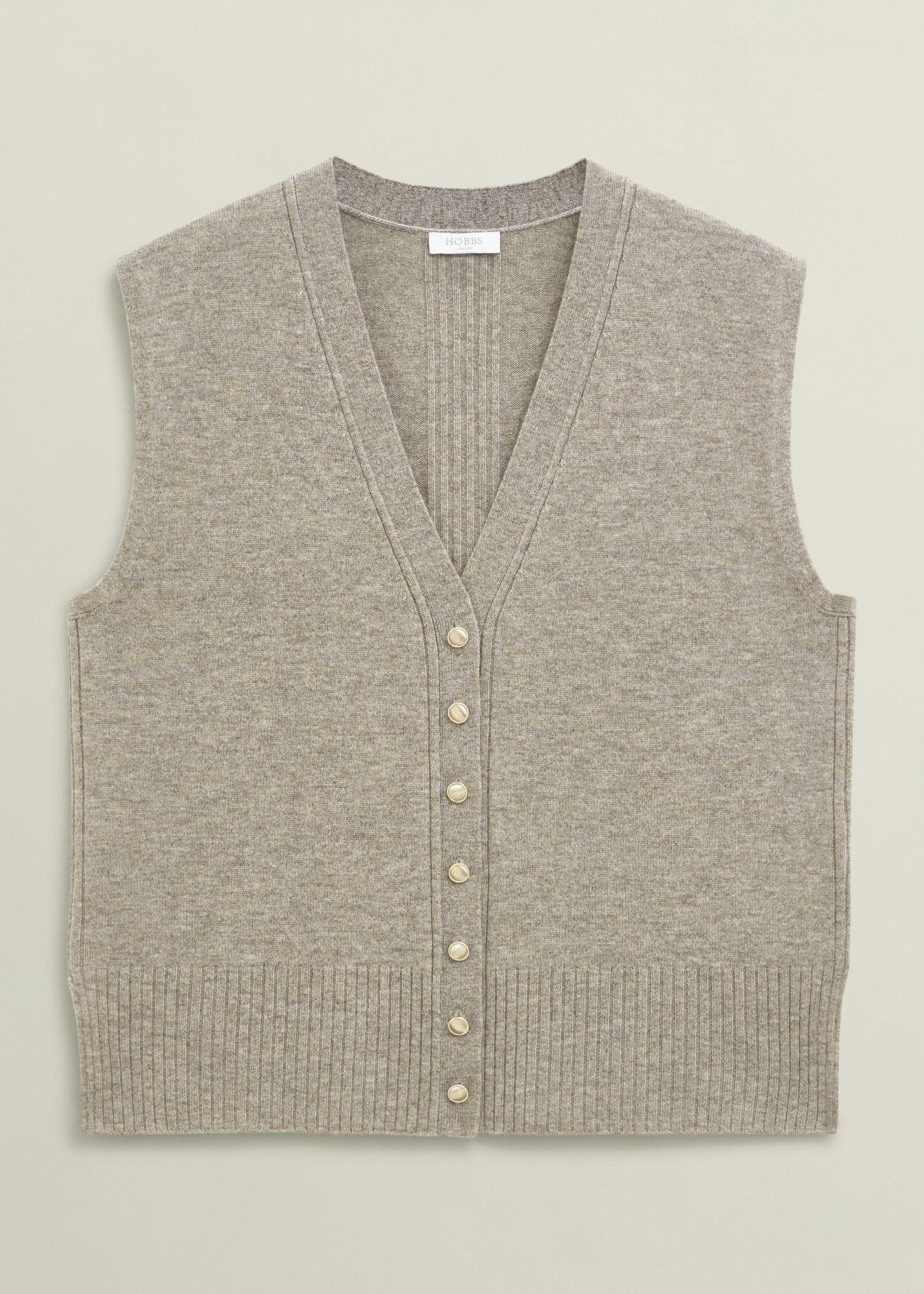 HOBBS Maya Wool Cashmere V Neck Button Knitted Vest | endource