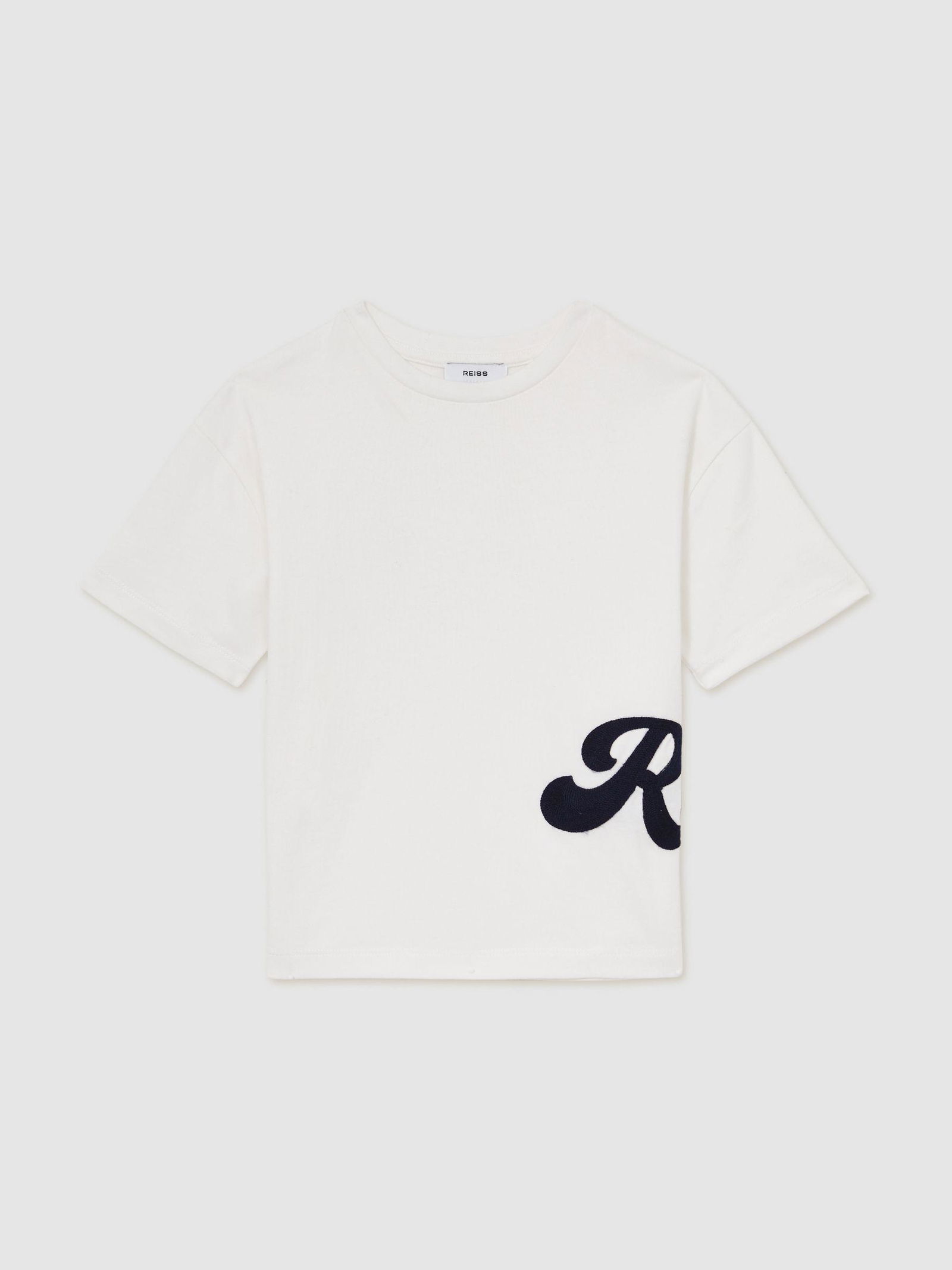 REISS Cotton Script-Logo Oversized T-Shirt in White | endource