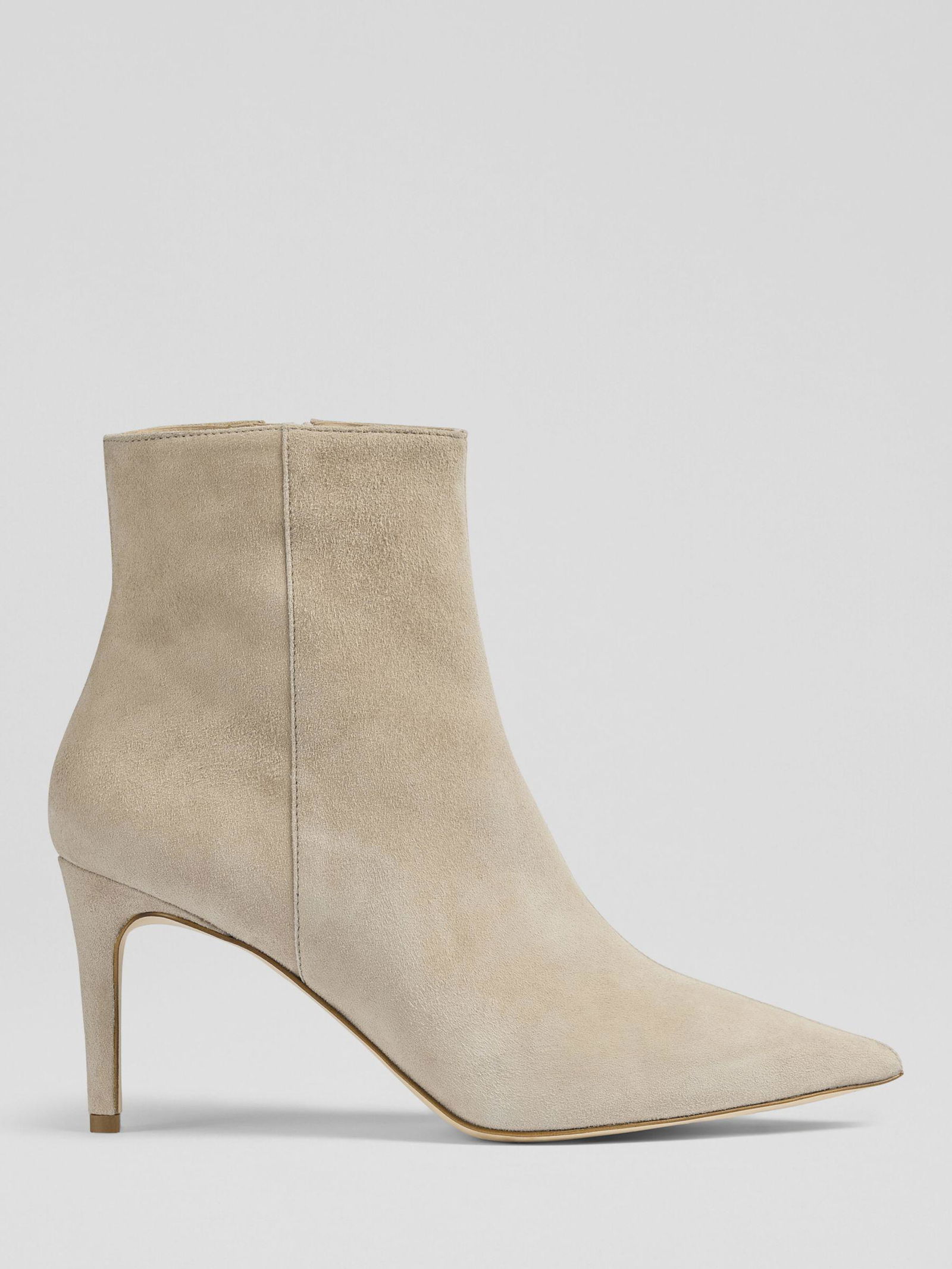 L.K. BENNETT Aster Suede Ankle Boots in Light Taupe | endource