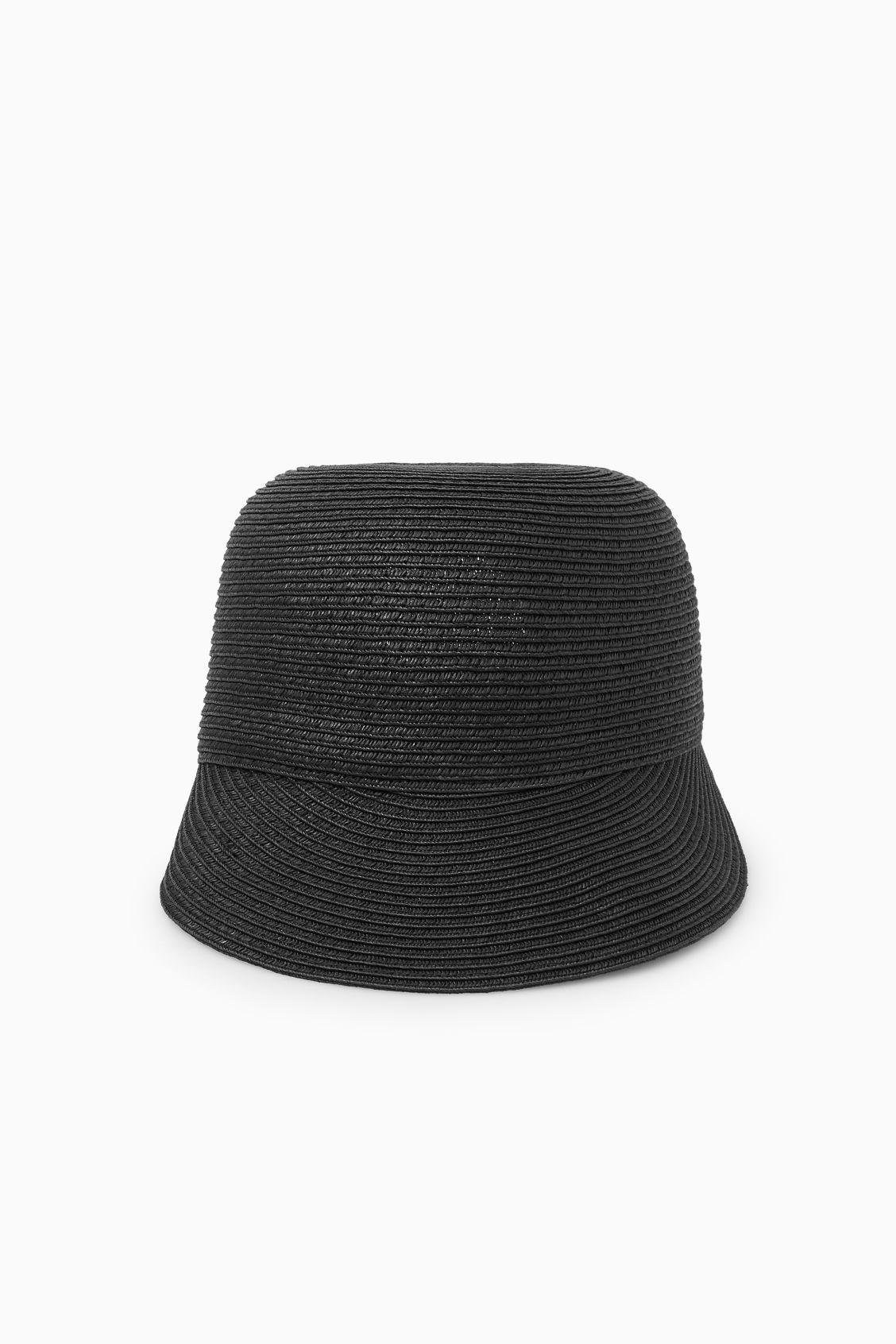 COS Woven Straw Baseball Cap in BLACK | Endource