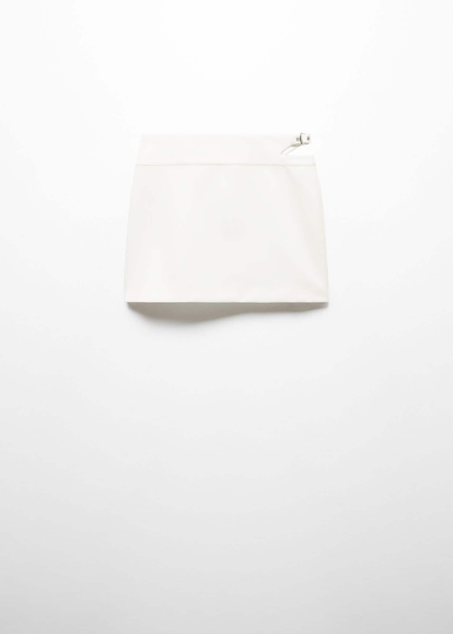 MANGO Cropped Mini Skirt With Buckle in White | Endource