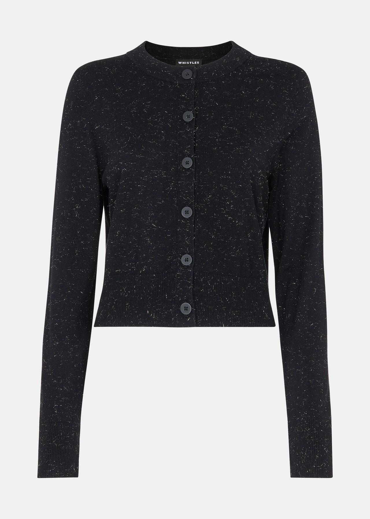 WHISTLES Annie Sparkle Cardigan in Black | endource