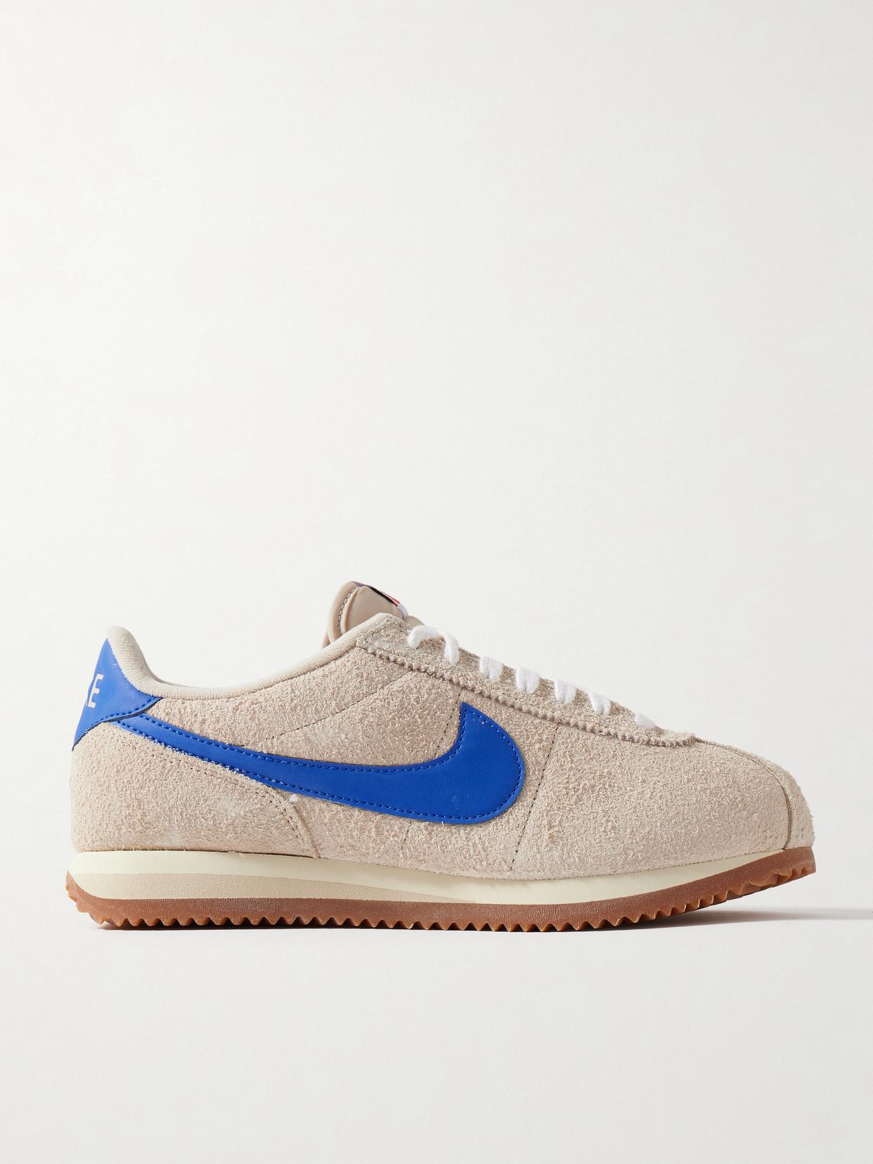 NIKE Cortez Vintage Leather-Trimmed Brushed-Suede Sneakers in Neutrals ...