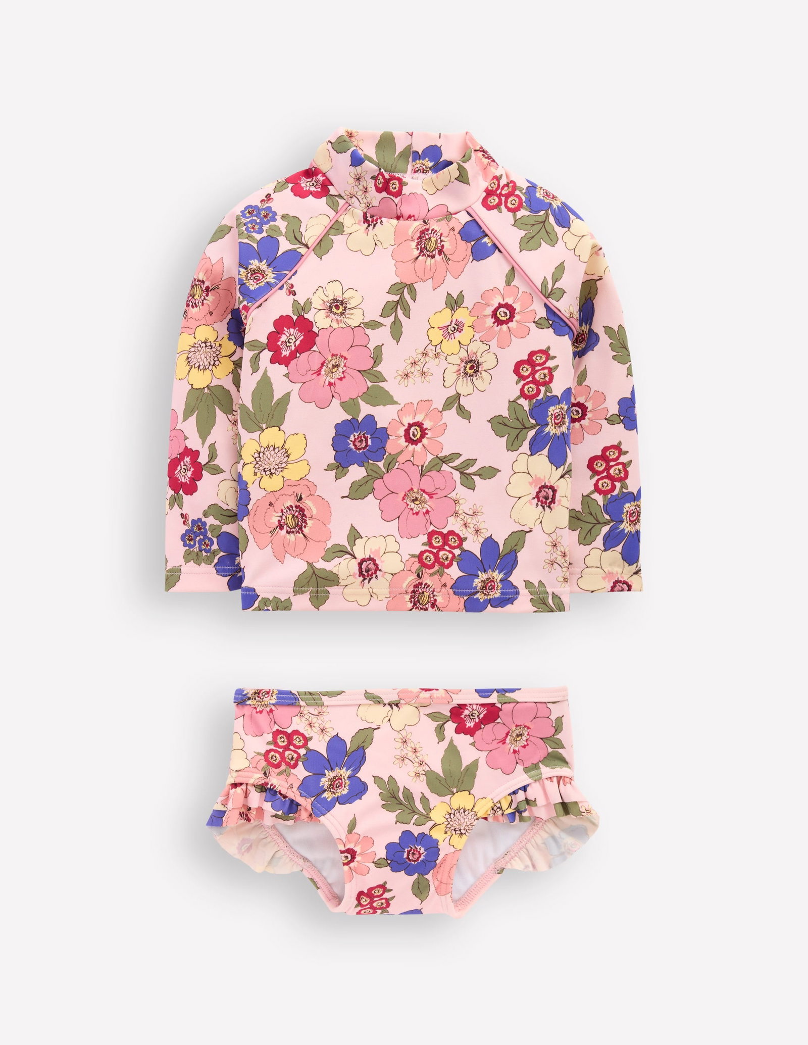 BODEN Logo Rash Vest Set-Pink Multi Floral | endource
