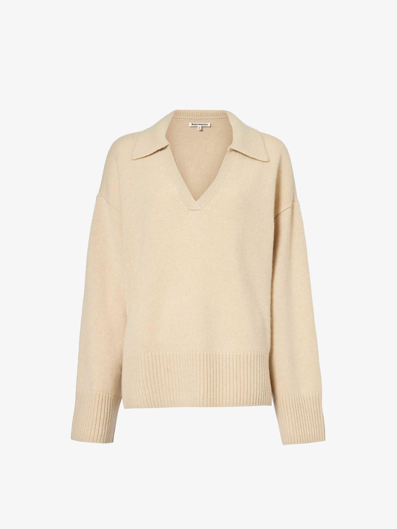 REFORMATION Sawyer V-Neck Recycled Cashmere-Blend Knitted Jumper in Eco ...