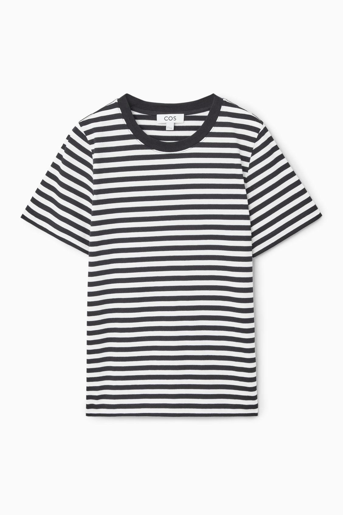 COS Regular Fit T-Shirt in BLACK / WHITE / STRIPED | endource
