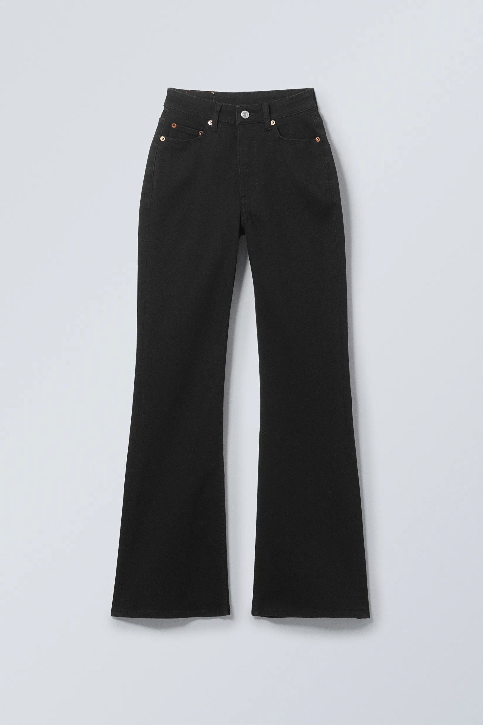 WEEKDAY Glow Curve High Flared Jeans in Black Rinse - Black | endource