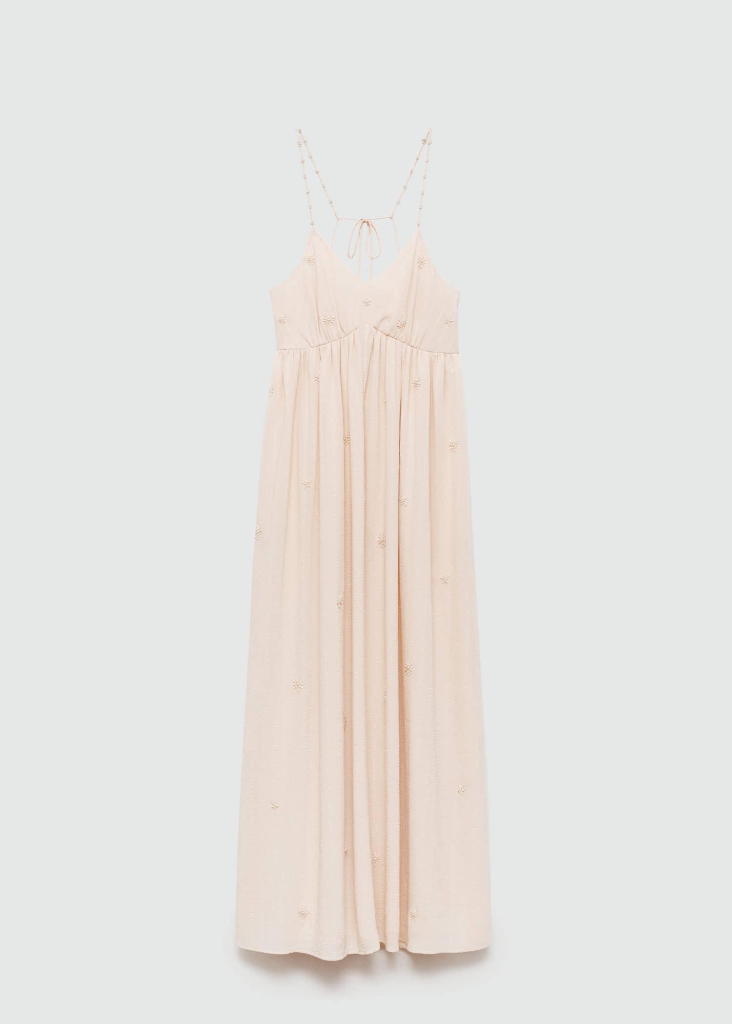 MANGO Beaded Straps Dress in Ecru | Endource