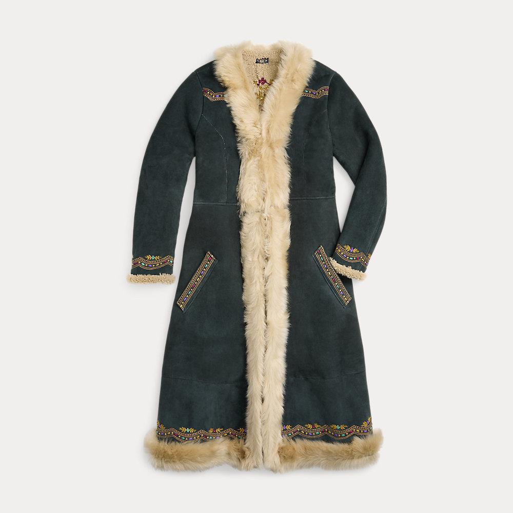 RALPH LAUREN RRL Hand-Embroidered Shearling Coat in Multi | endource