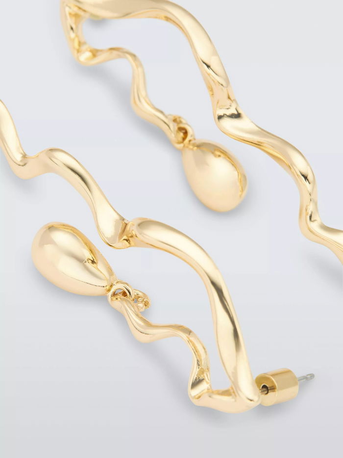 JOHN LEWIS Double Wavy Bar Statement Earrings, Gold | endource