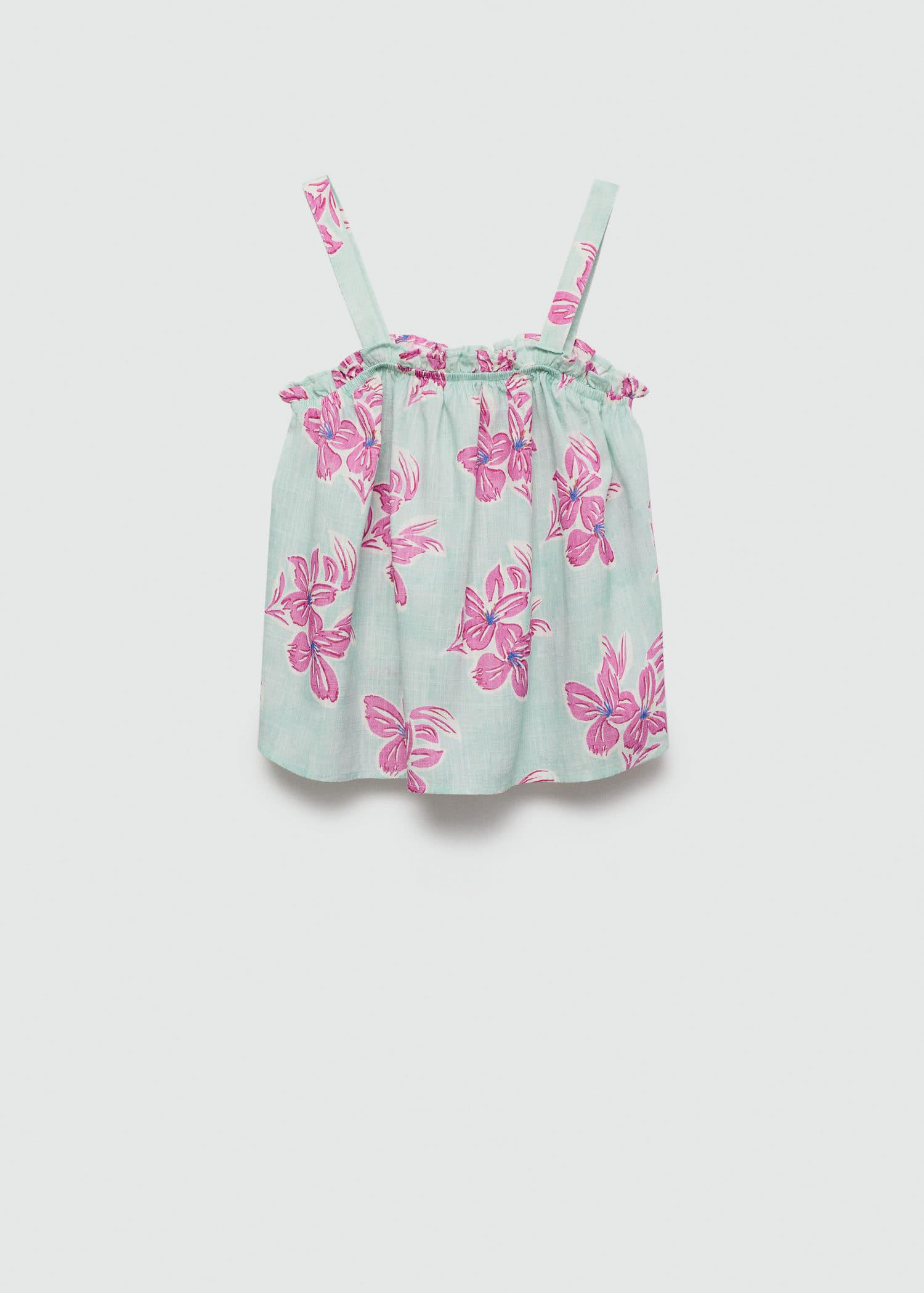 MANGO Floral Print Top in Turquoise | Endource