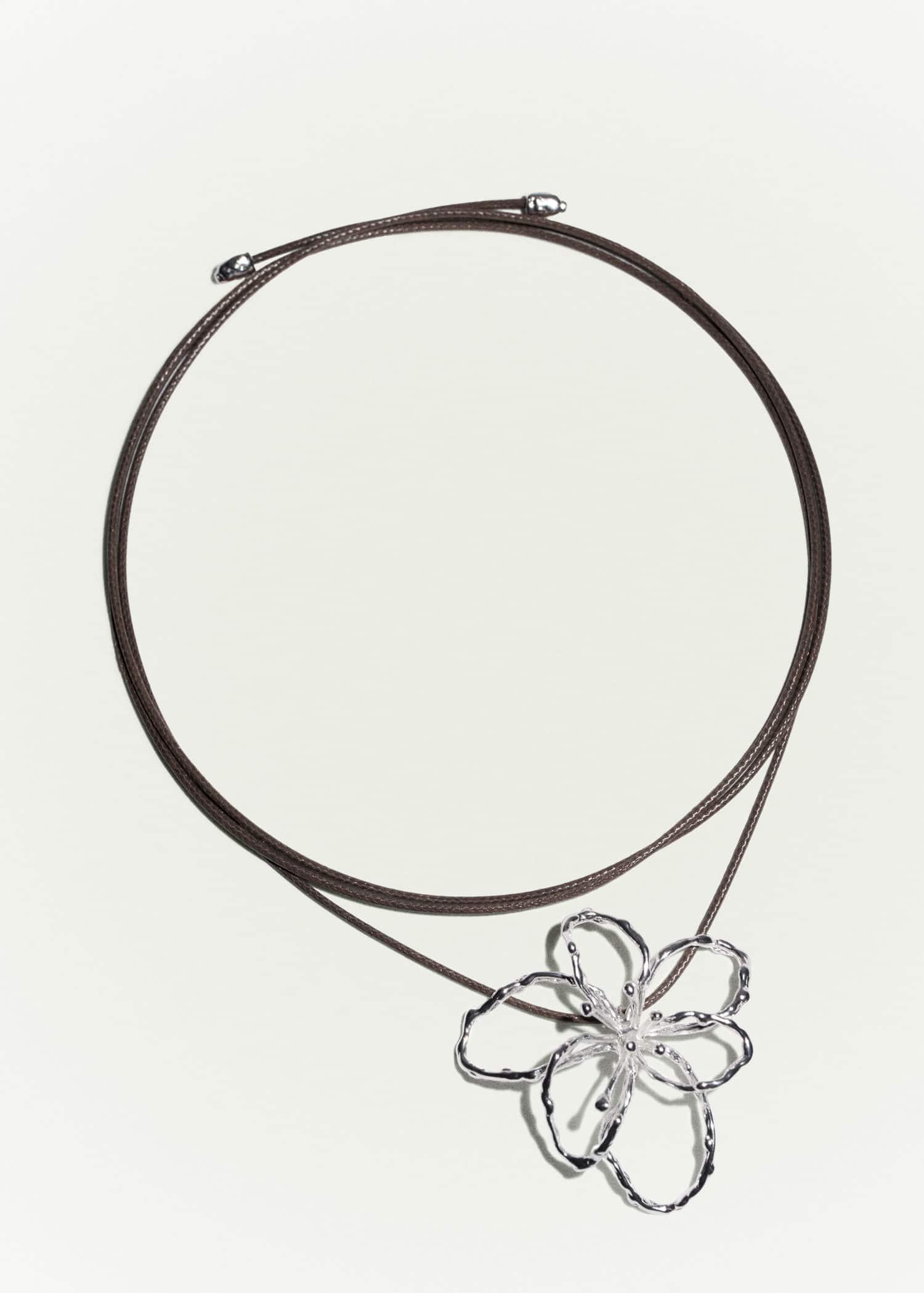MANGO Flower Cord Necklace in Brown | Endource