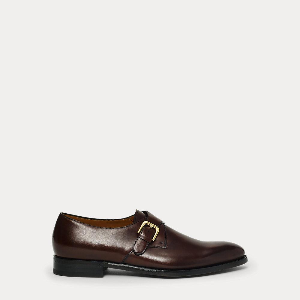 RALPH LAUREN PURPLE LABEL Darnell Calf Monk-Strap Shoe in Brown | endource