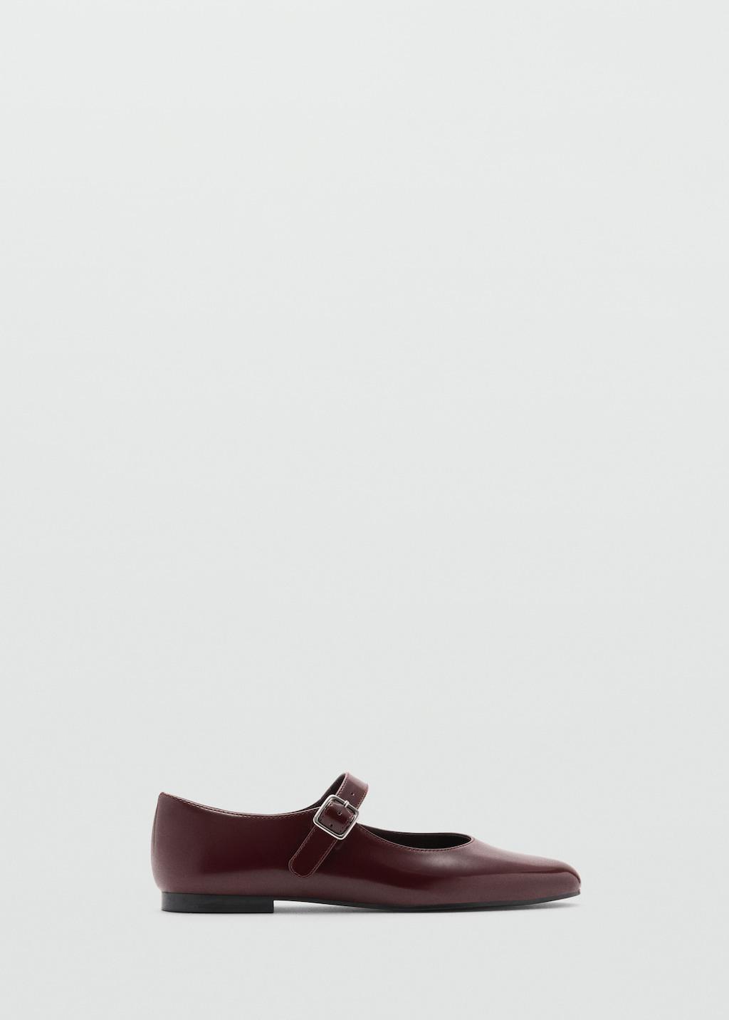 MANGO Patent Leather-Effect Ballet Flats in Burgundy | endource