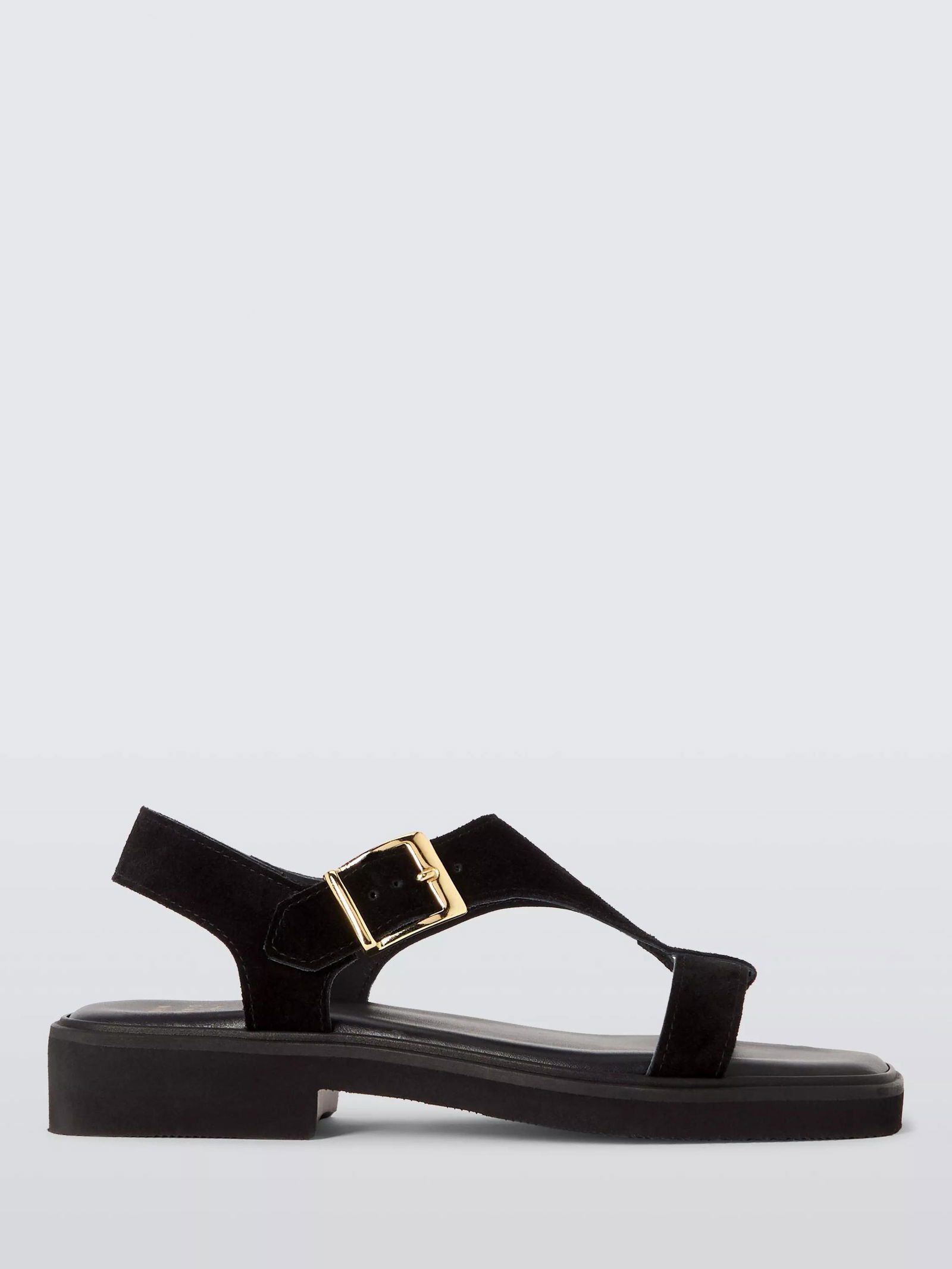 JOHN LEWIS Lamble Suede T-Bar Padded Footbed Sandals, Black | endource