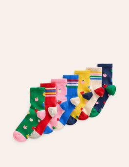 BODEN Ribbed Socks 7 Pack in Multi Apples | endource