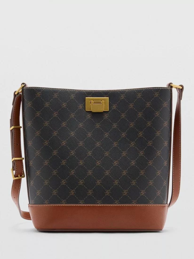 MANGO Mike Logo Shopper Bag in Brown | endource