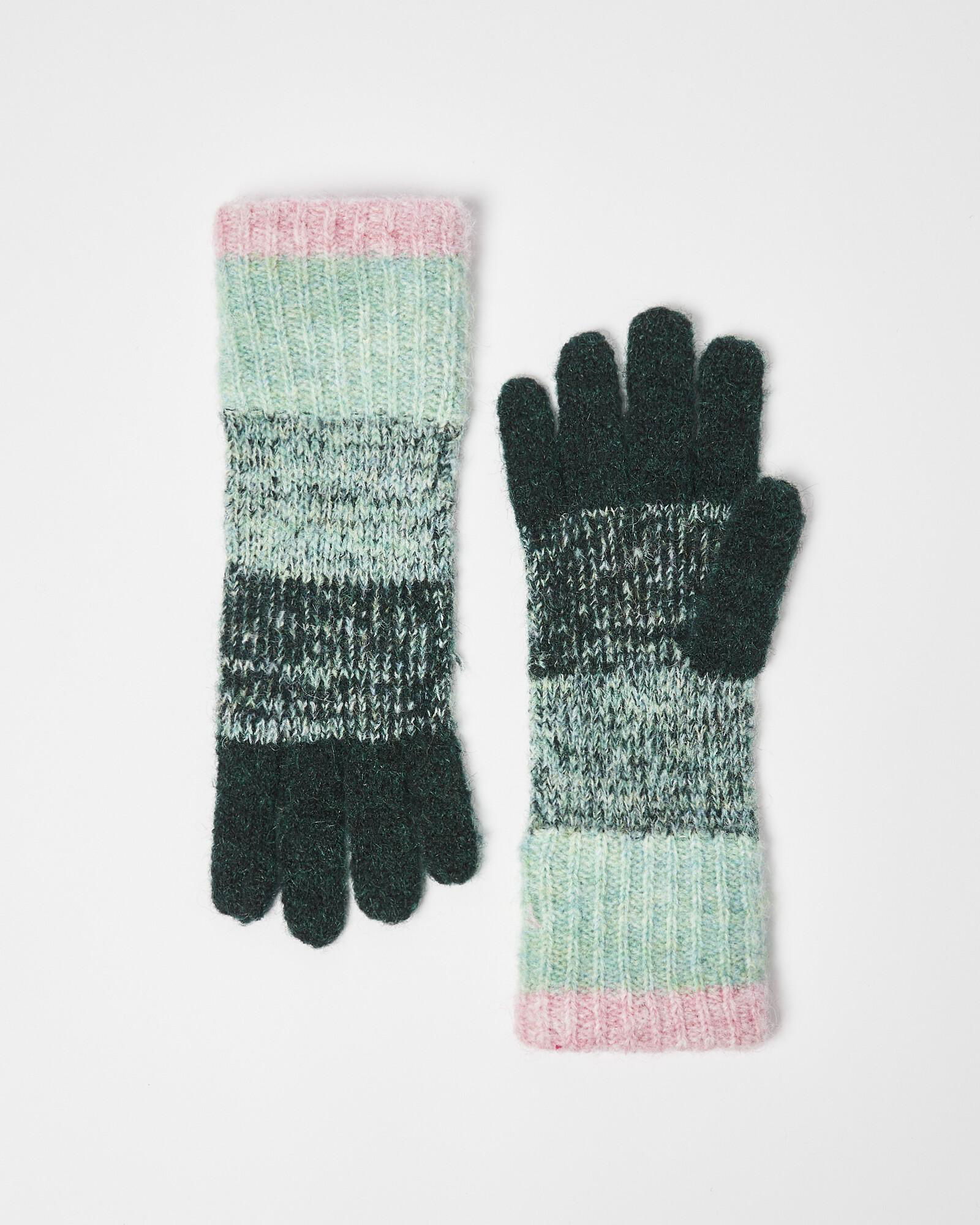 OLIVER BONAS Colour Block Knitted Gloves in Green | Endource