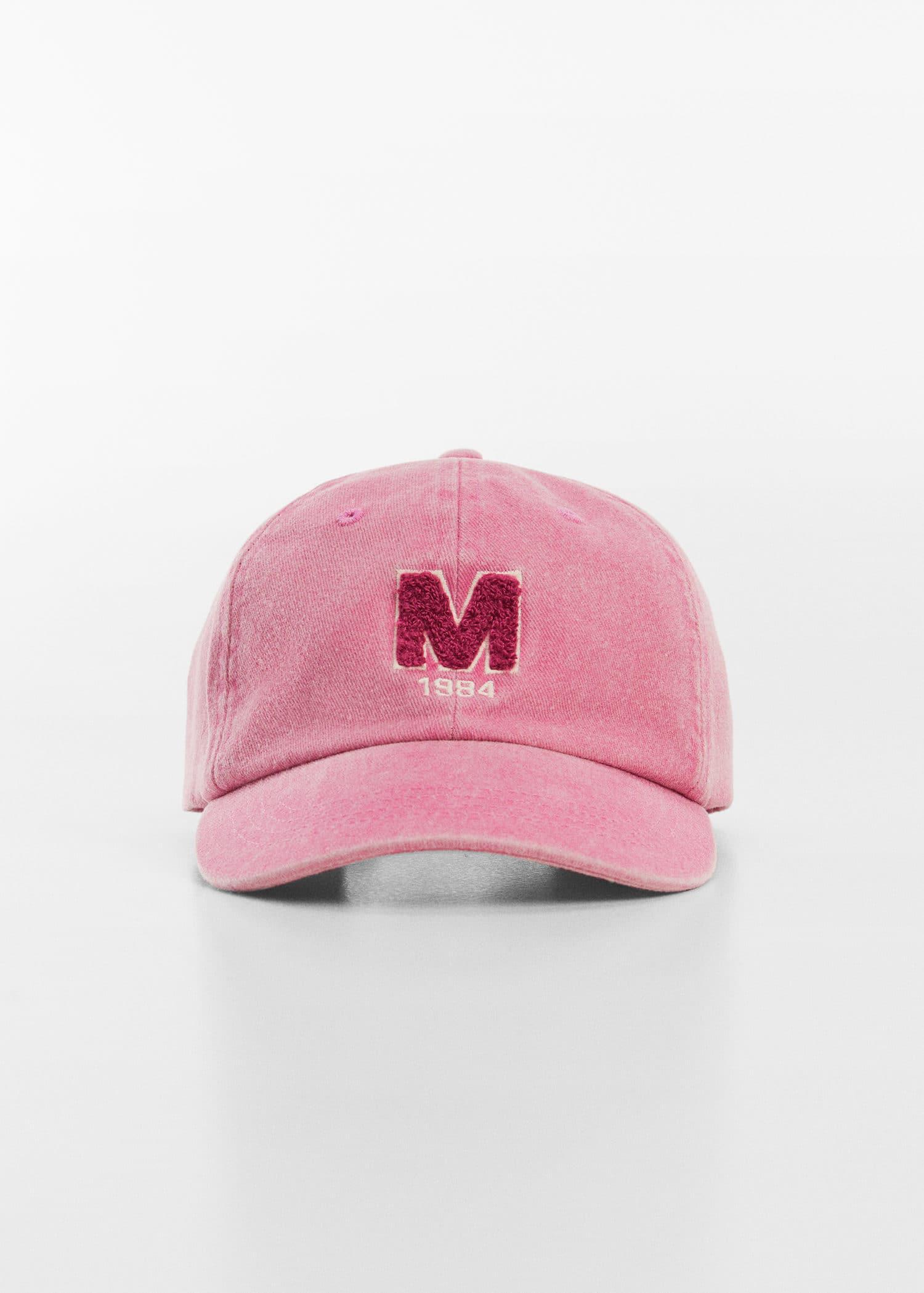 MANGO Embroidered Detail Cap in Pink | endource
