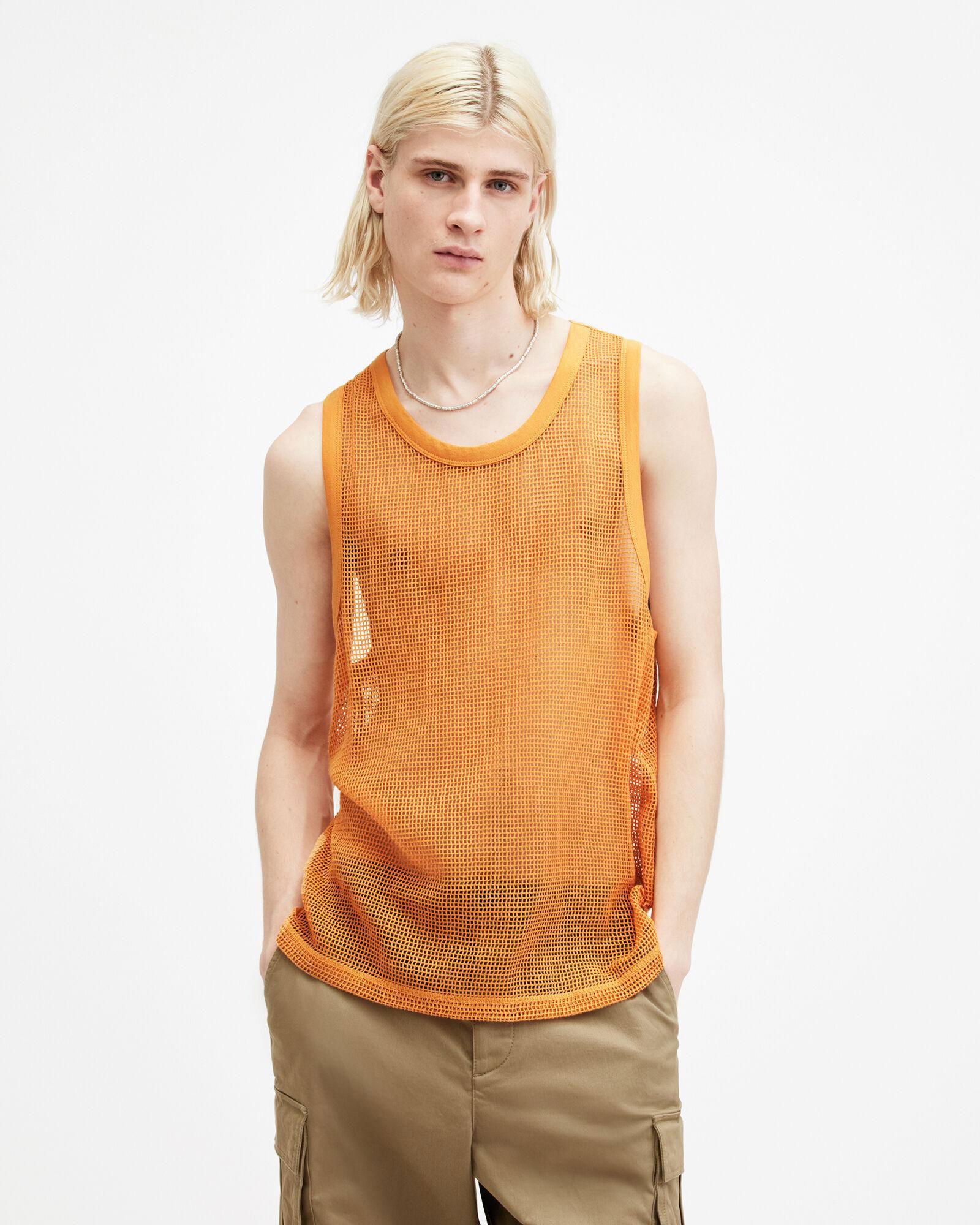 ALLSAINTS Anderson Mesh Relaxed Fit Vest in Tangerine Orange | Endource