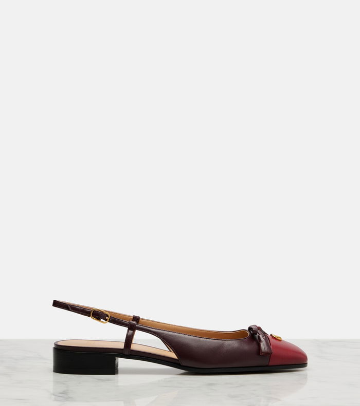VALENTINO GARAVANI Valet Du Roi Leather Slingback Ballet Flats | endource