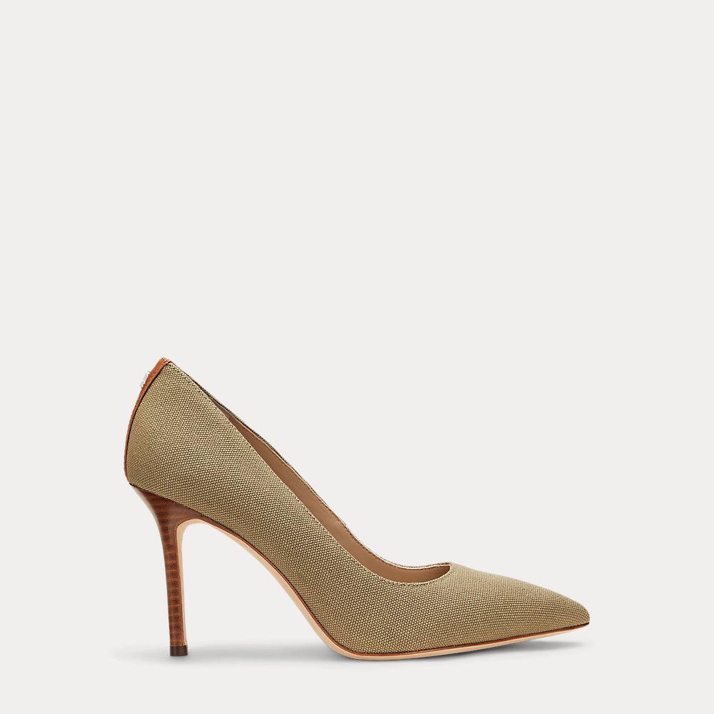 LAUREN RALPH LAUREN Lindella II Leather-Trim Canvas Pump in Green | endource