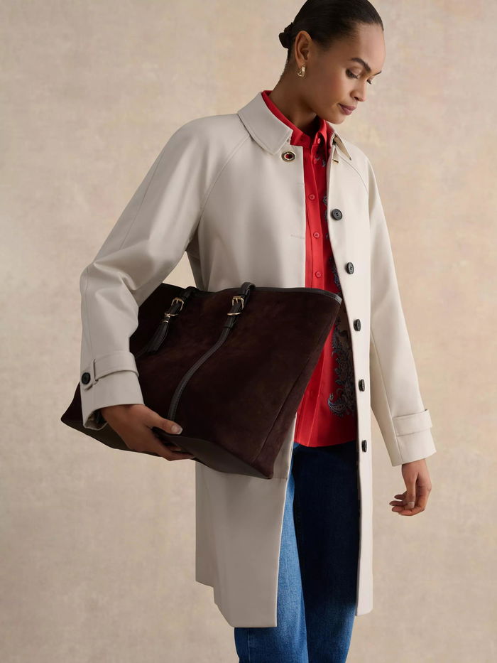 HOBBS Petite Vivienne Trench Coat, Buff Grey | endource