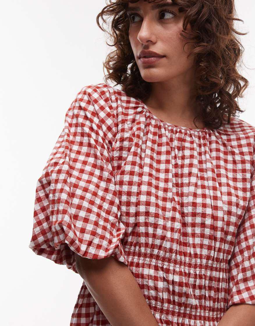 ARKET Cotton Rich Midi Dress With Shirred Bodice And Puff Sleeves In ...