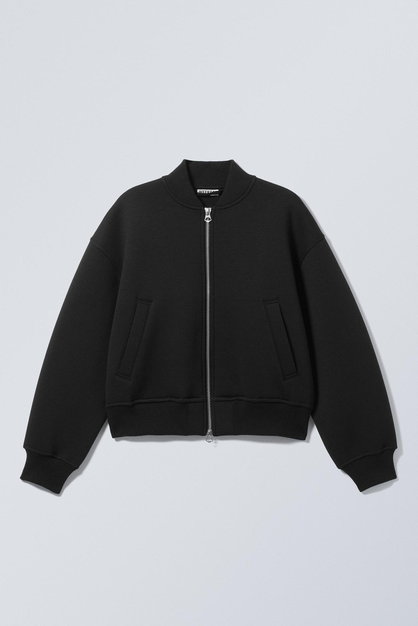 WEEKDAY Loose Scuba Bomber Jacket in Black | endource