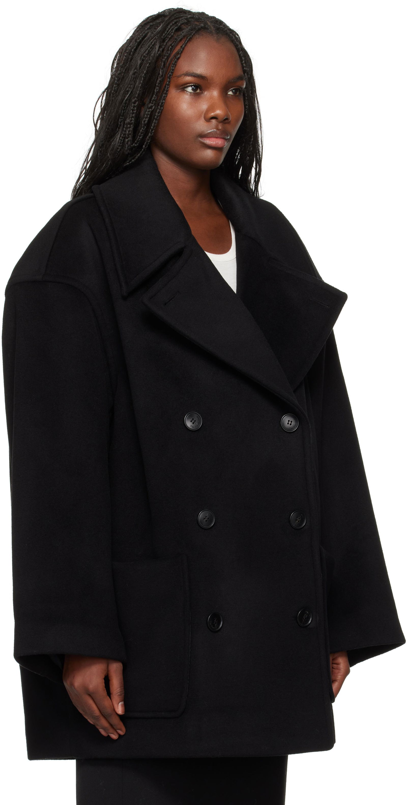 THE FRANKIE SHOP Black Marian Oversized Peacoat | endource
