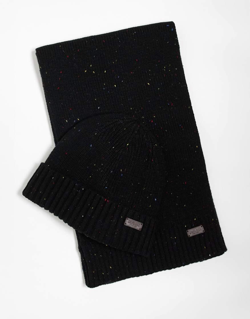 BARBOUR Carlton Fleck Beanie & Scarf Gift Set | endource