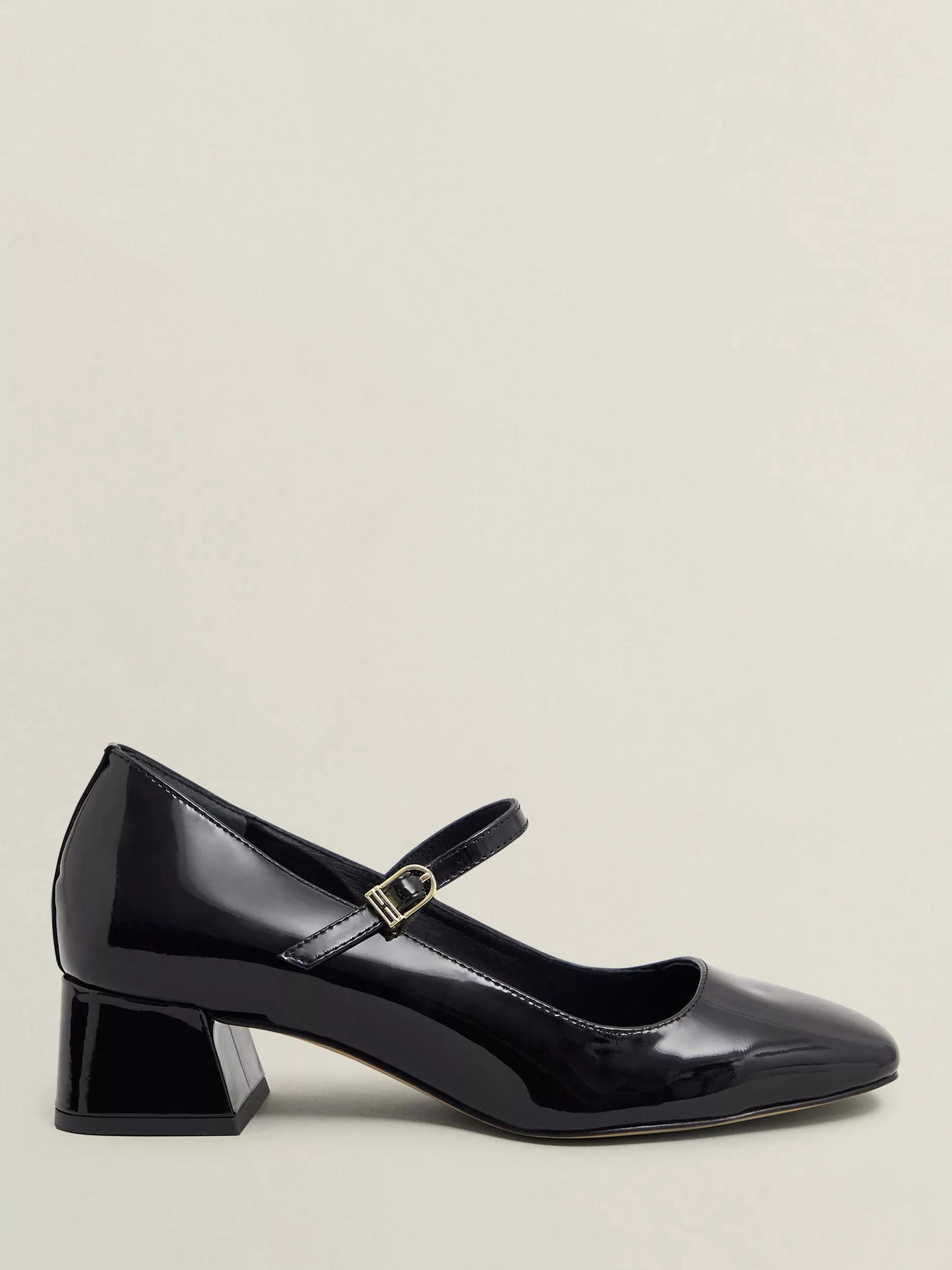 HOBBS Maya Leather Block Heel Mary Janes in Black | endource