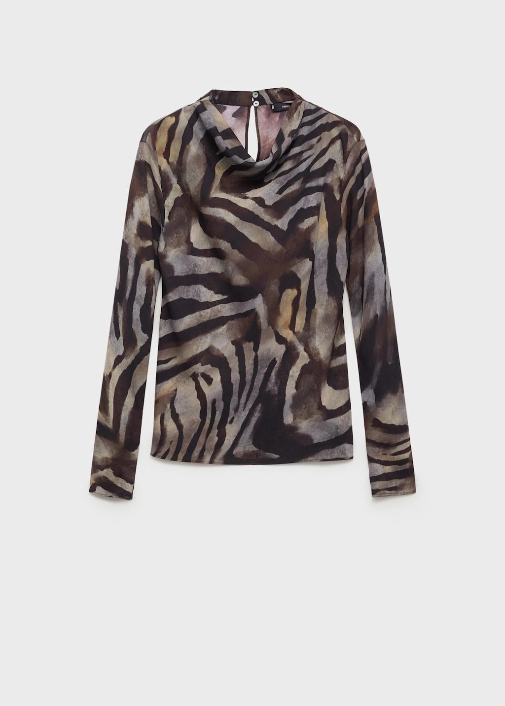MANGO Zebra Satin Blouse in Brown | endource