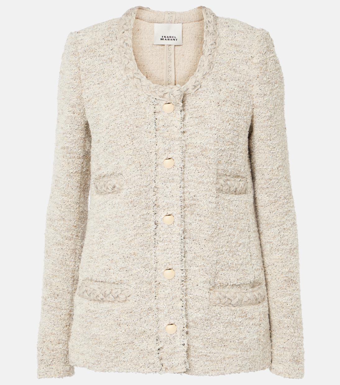 ISABEL MARANT Germina Tweed Jacket in White | endource