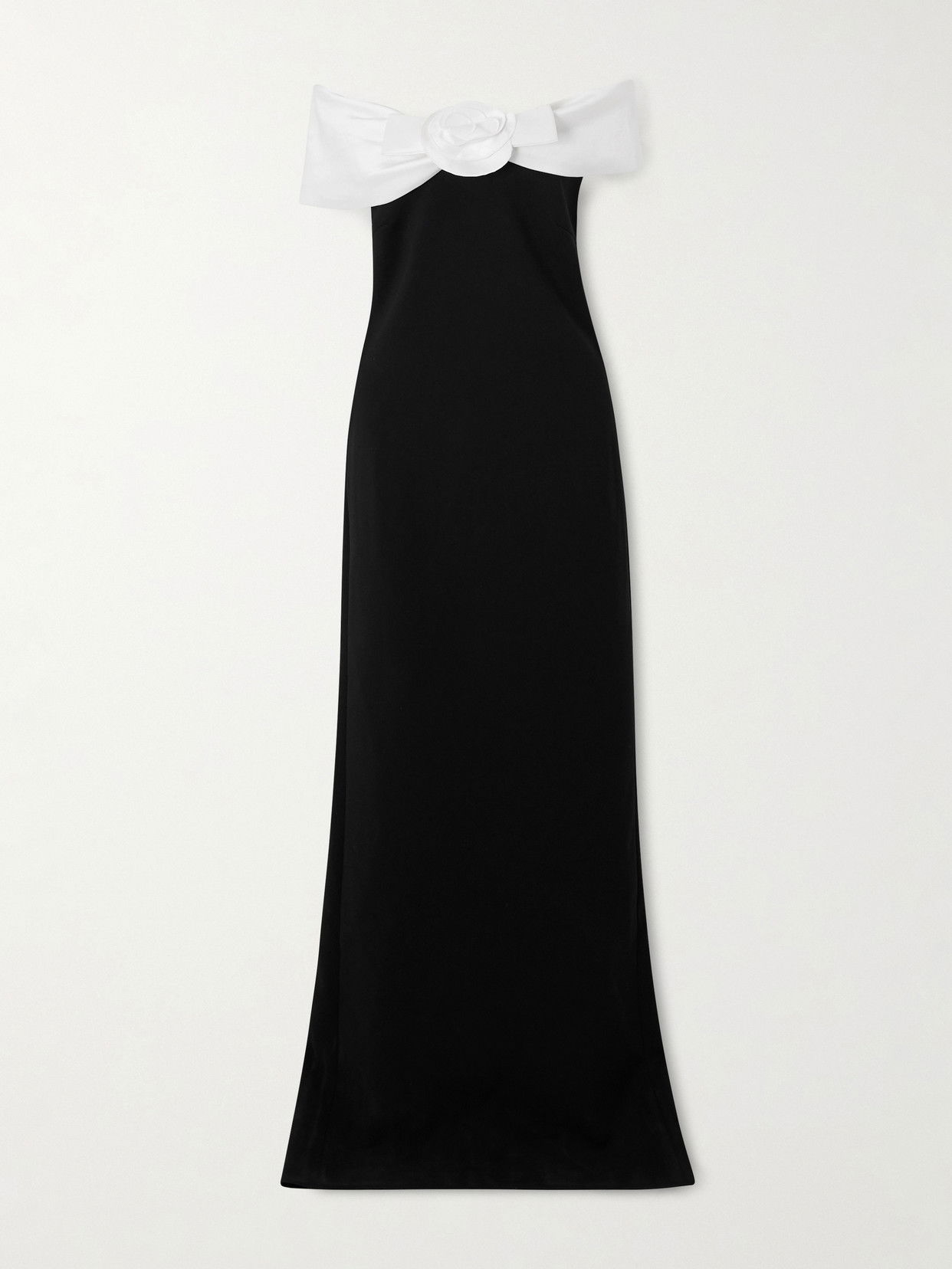SELF-PORTRAIT Off-The-Shoulder Open-Back Faille-Trimmed Crepe Maxi ...