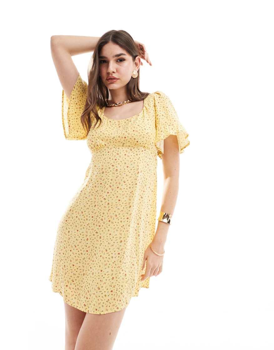 NOBODY'S CHILD Dee Dee Mini Dress in YELLOW | endource