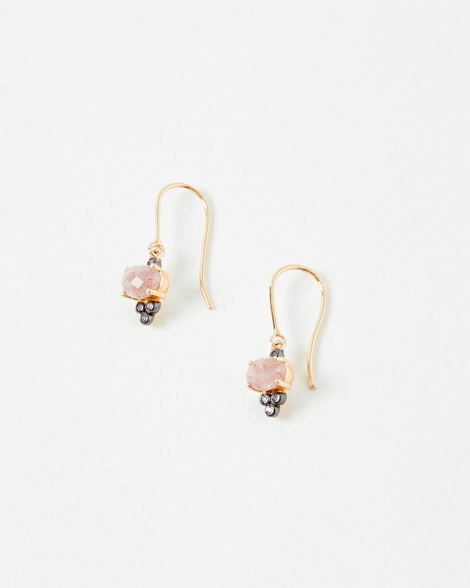 OLIVER BONAS Imogen Ruthenium & Quartz Gold Plated Drop Earrings | endource