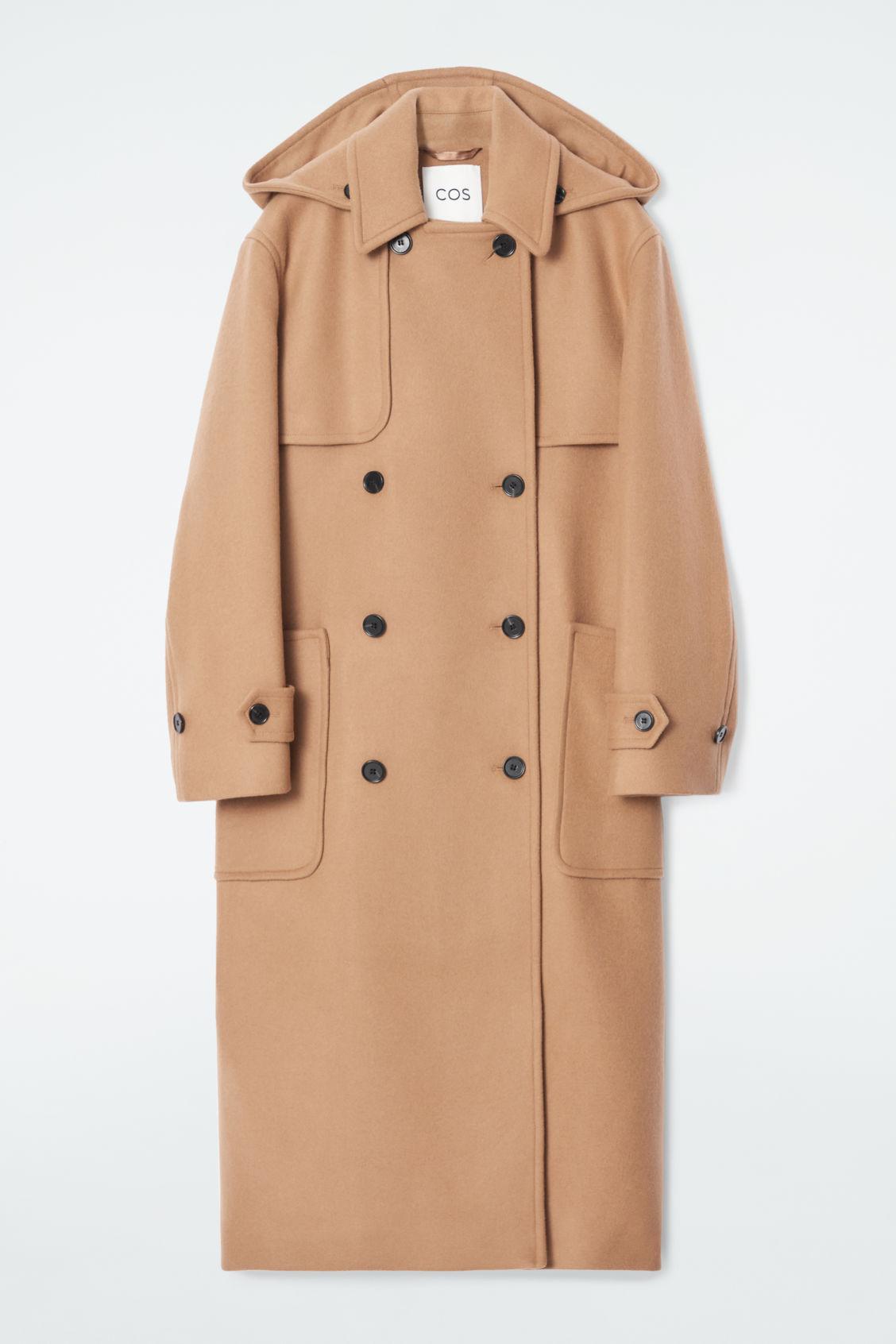 COS Hooded Wool Duffle Coat in CAMEL | endource