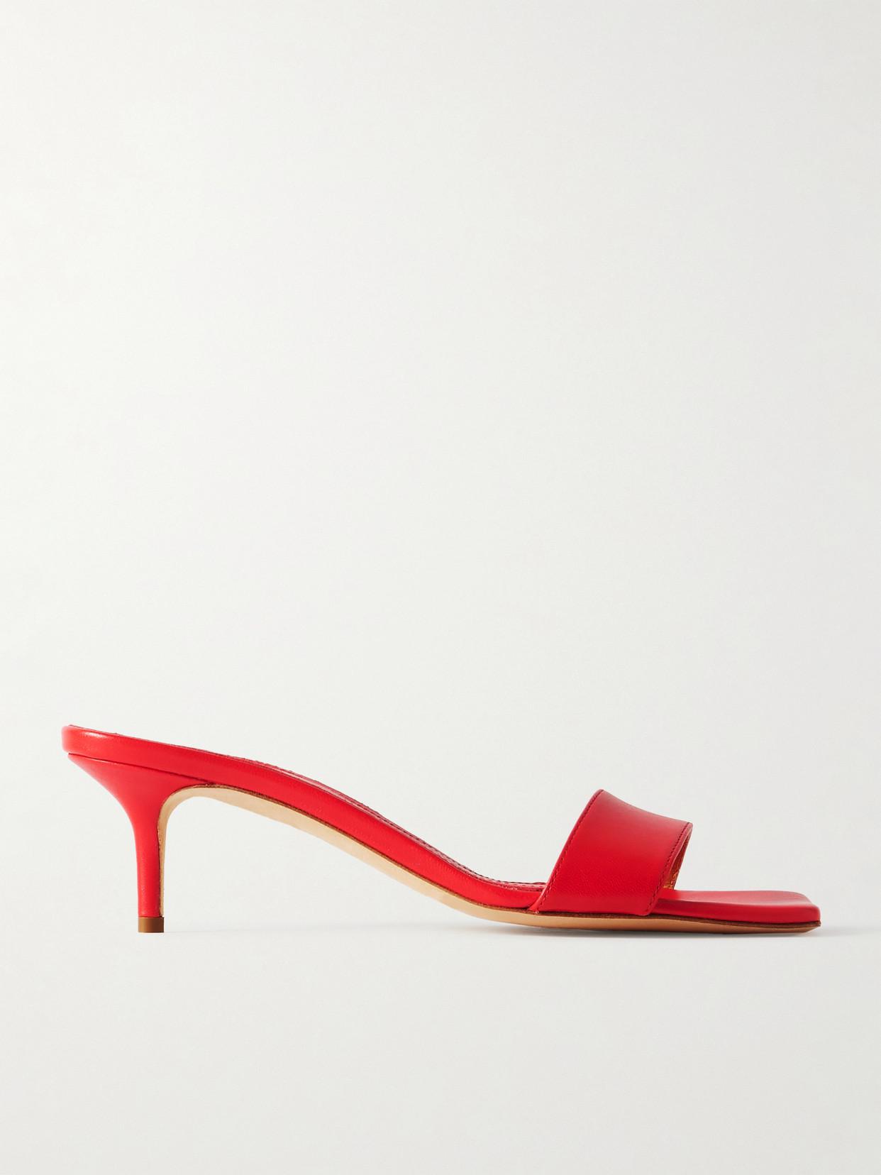 AEYDE Ilvy Leather Mules in Red | endource