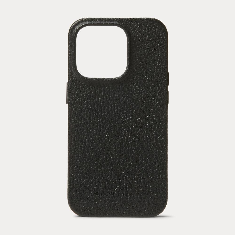 POLO RALPH LAUREN Leather MagSafe iPhone 15 Case in Black | endource