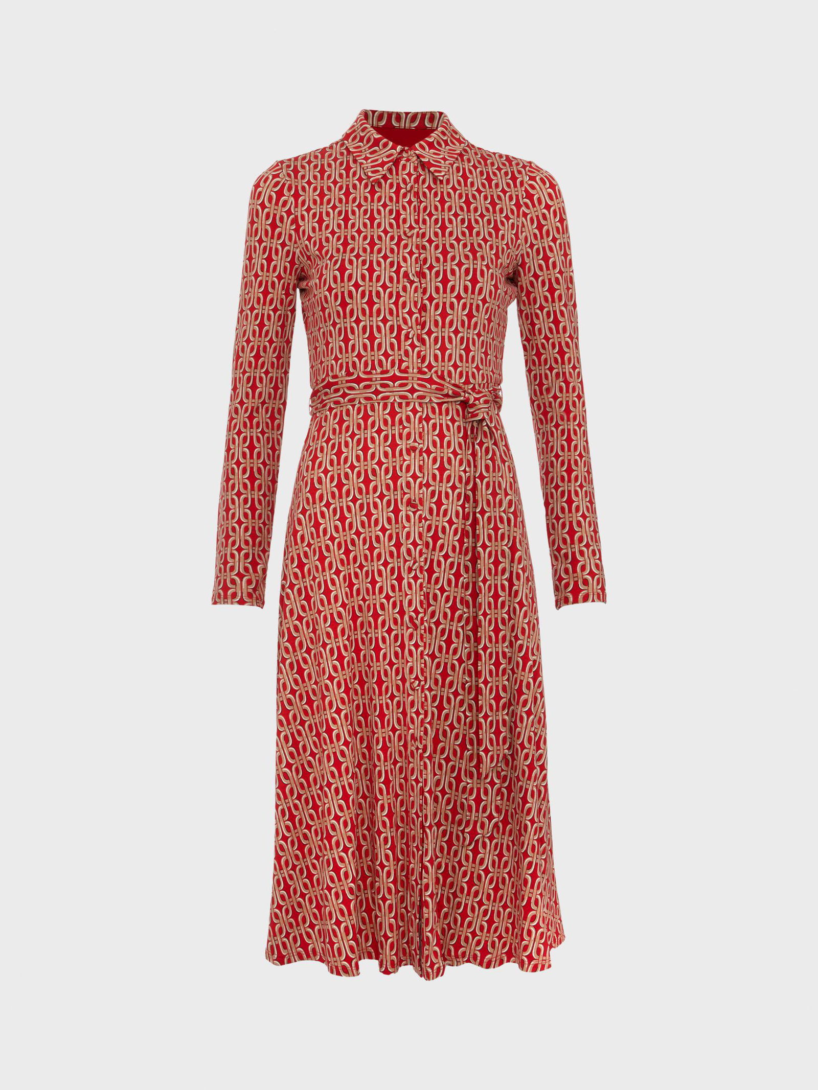 HOBBS Clarice Geometric Print Jersey Shirt Dress in Red/Multi | endource