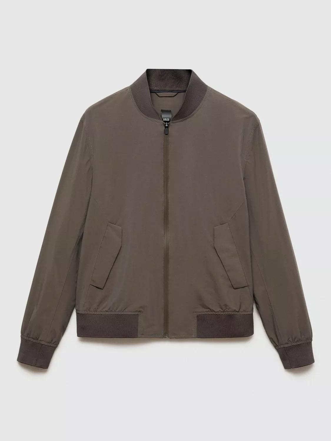 MANGO Rill Bomber Jacket in Brown | endource