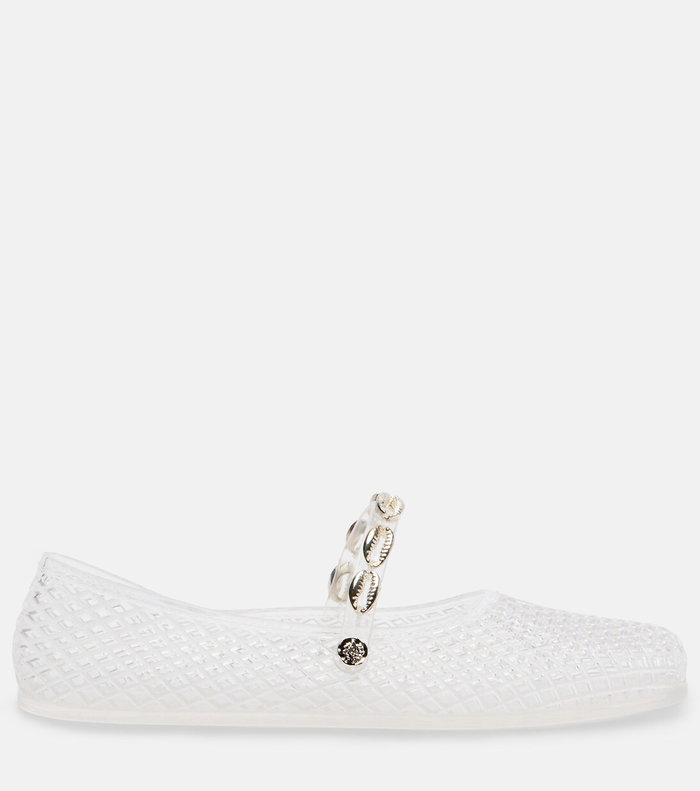 ANCIENT GREEK SANDALS Iro Embellished Fishnet Ballet Flats | endource