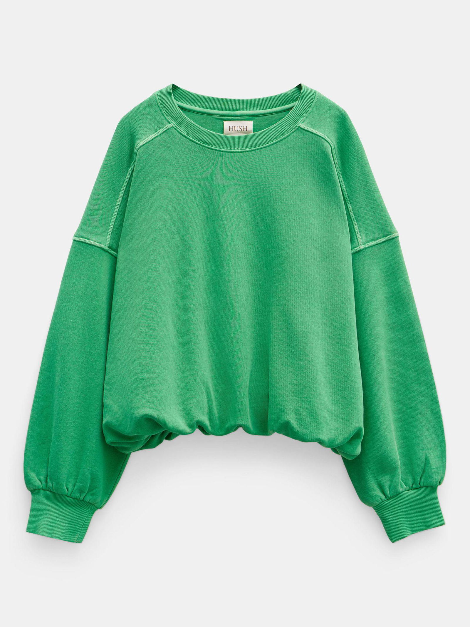 HUSH Blanca Bubble Hem Jumper in Green | endource