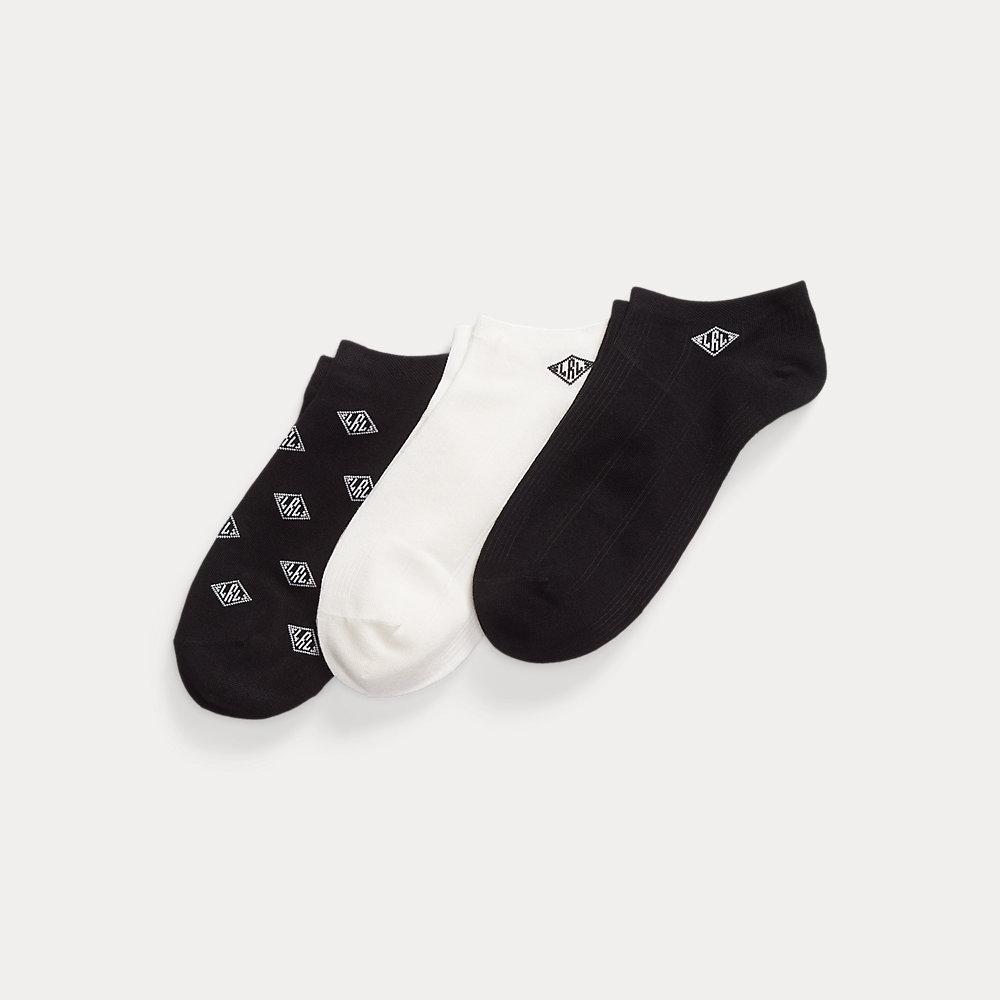 LAUREN RALPH LAUREN Logo Ankle Sock, 3-Pack in Grey | endource
