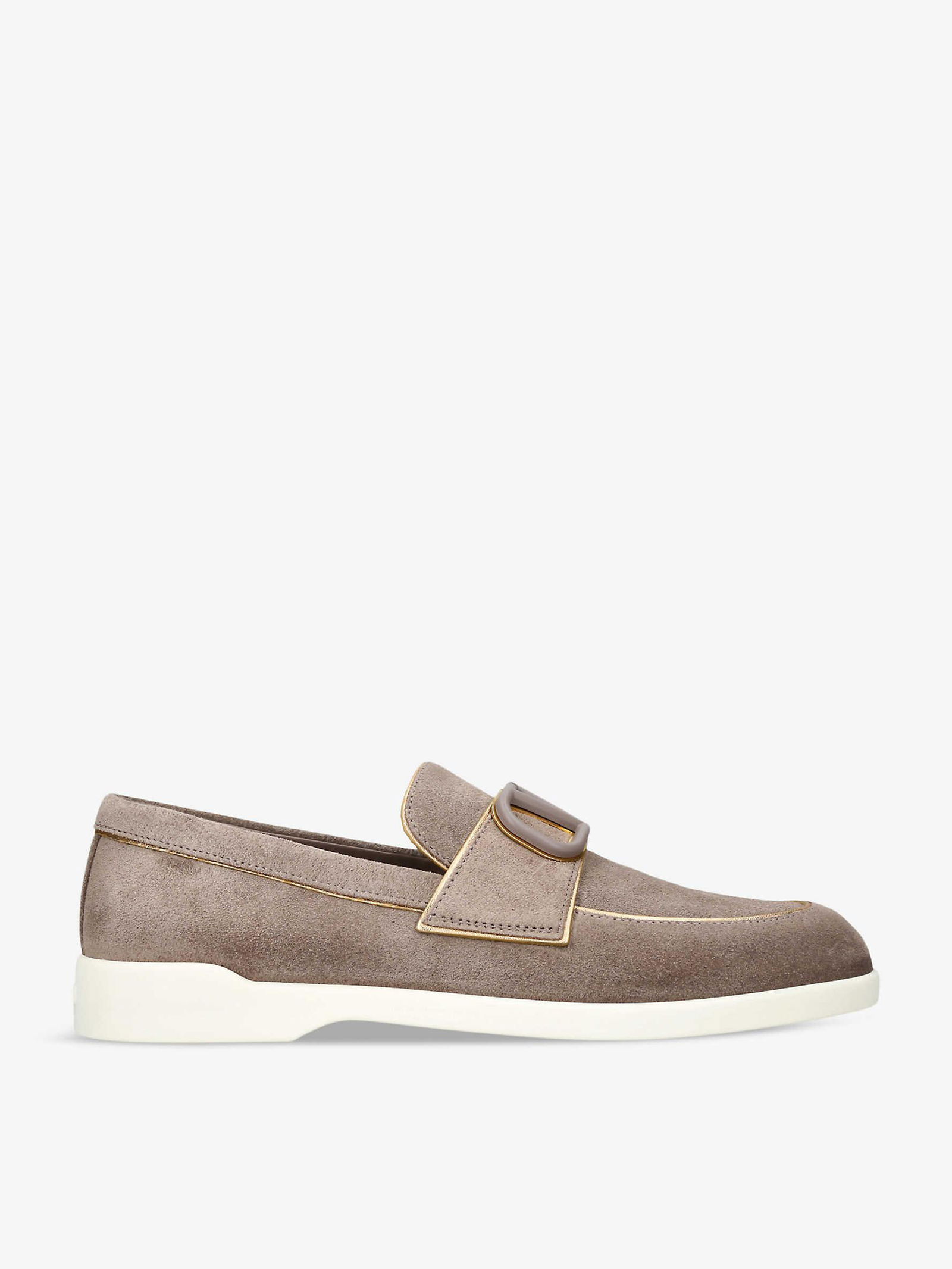 VALENTINO GARAVANI Leisure Flows Panelled Suede Loafers in TAUPE | endource