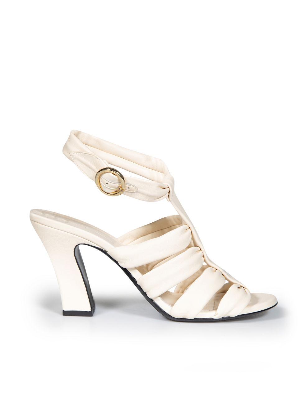 KHAITE Perth 80 Leather Sandals in Cream | endource