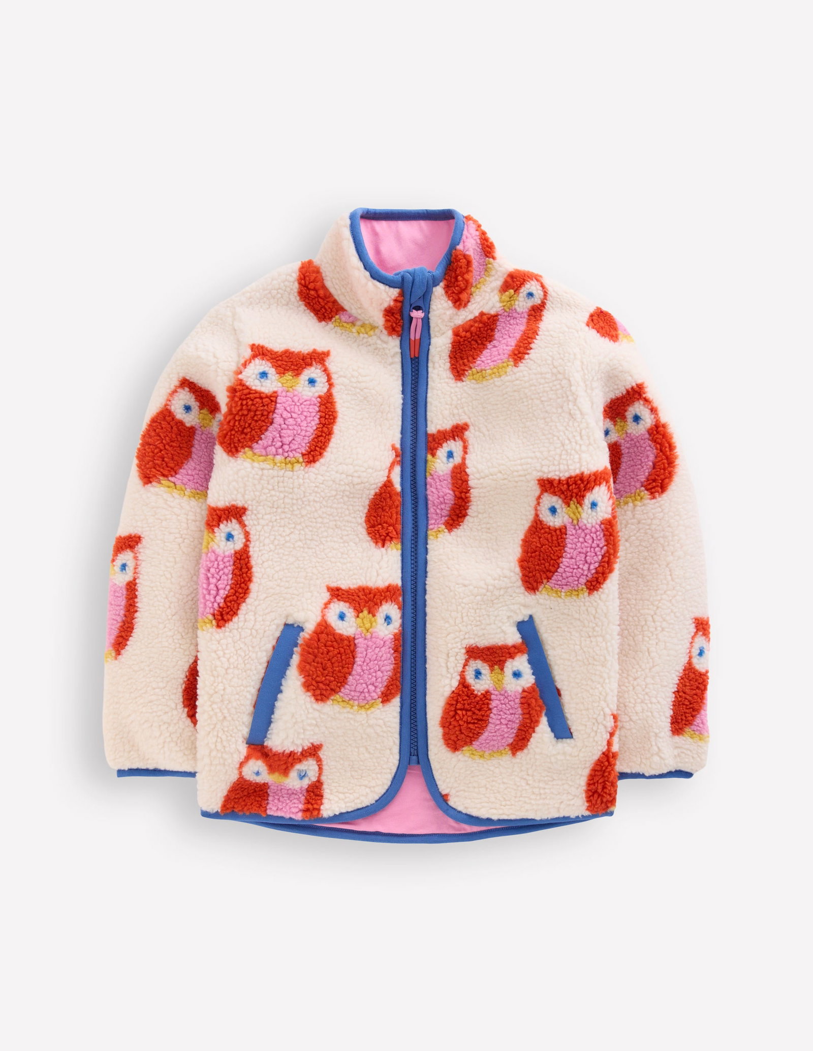 BODEN Eden Borg Zip-through Jacket-Dark Orange Owls | endource