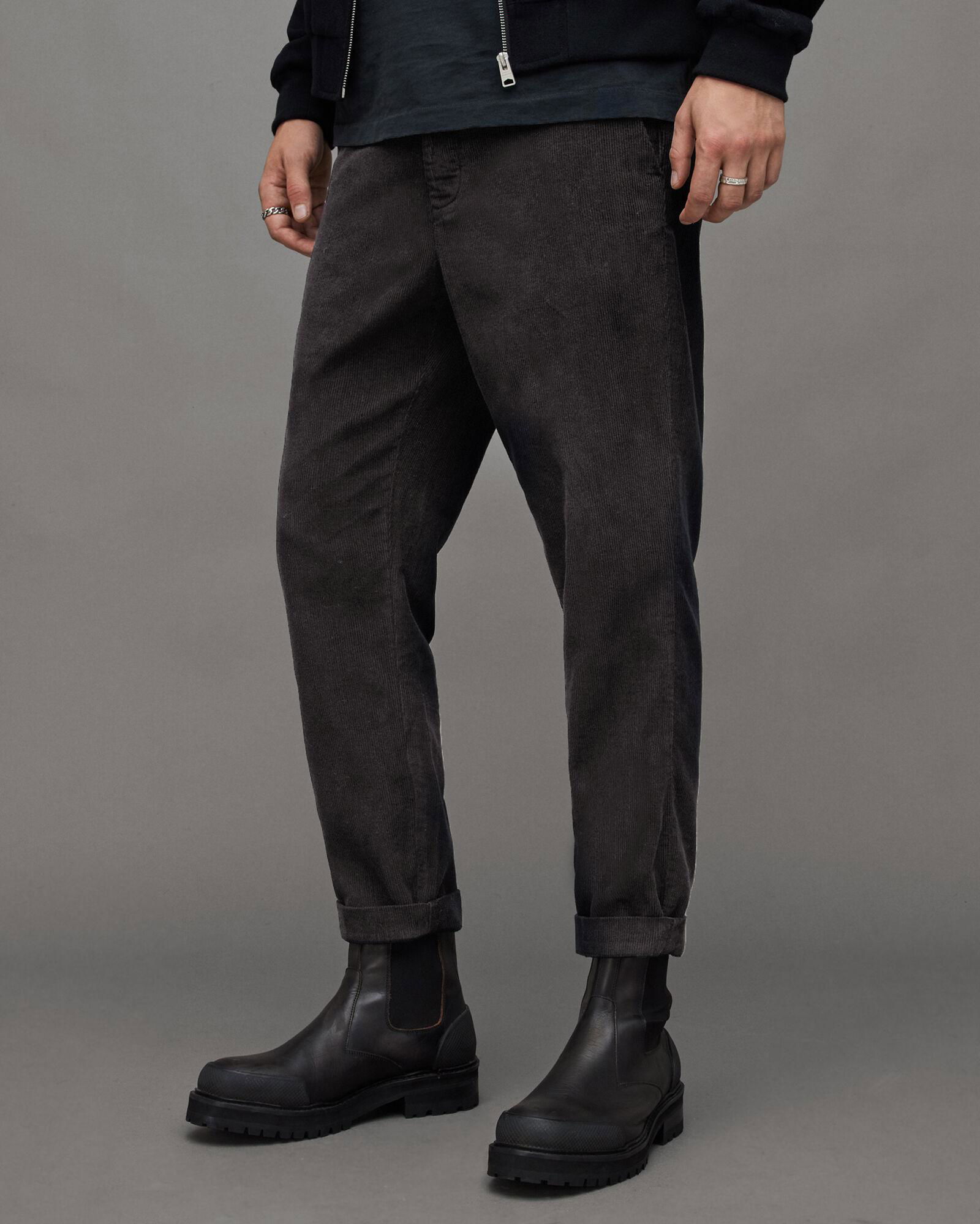 ALLSAINTS Sleid Cropped Slim Fit Corduroy Trousers in Celestial Black ...