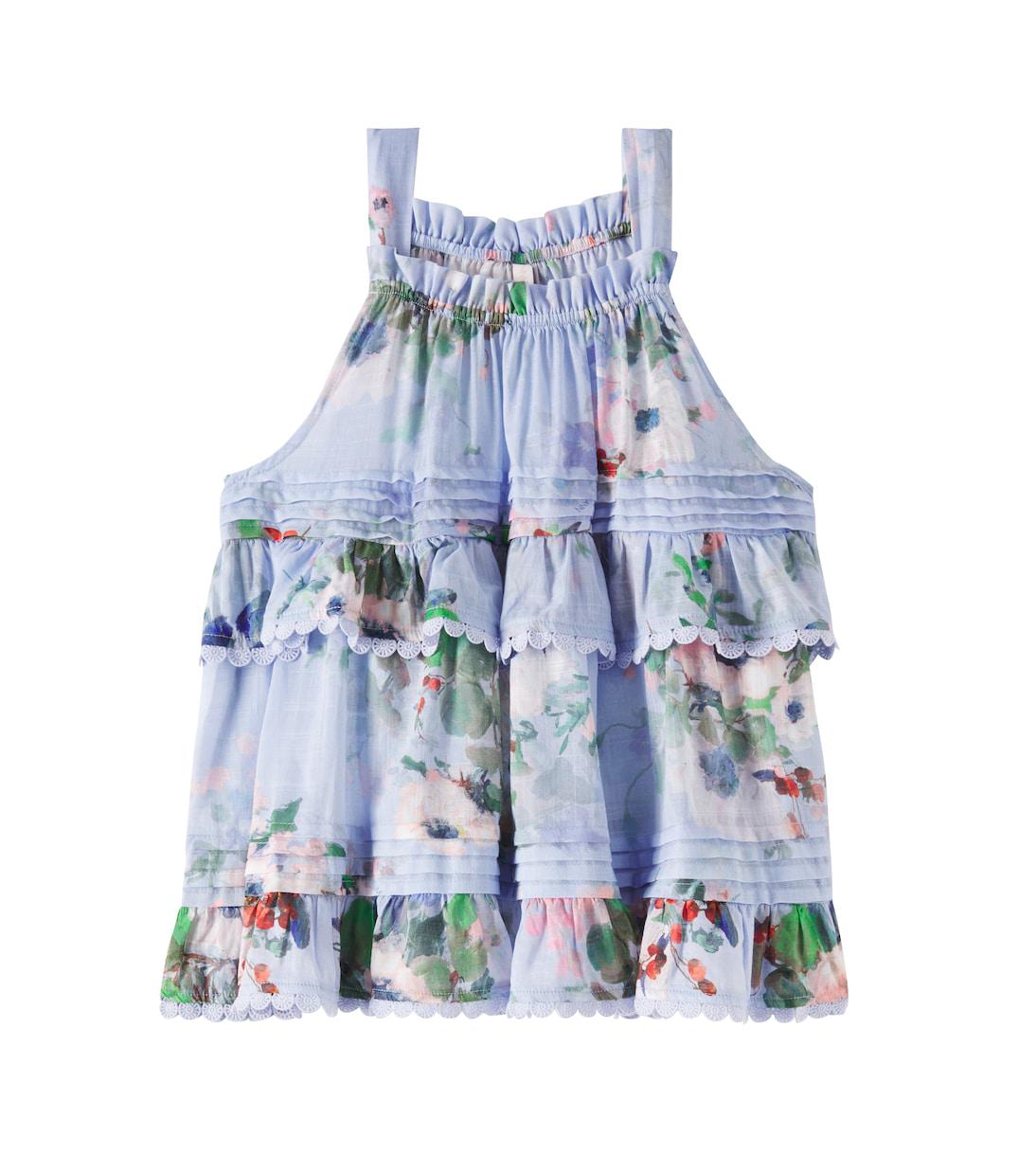 ZIMMERMANN Everley Swing Floral Cotton Top in Blue | endource